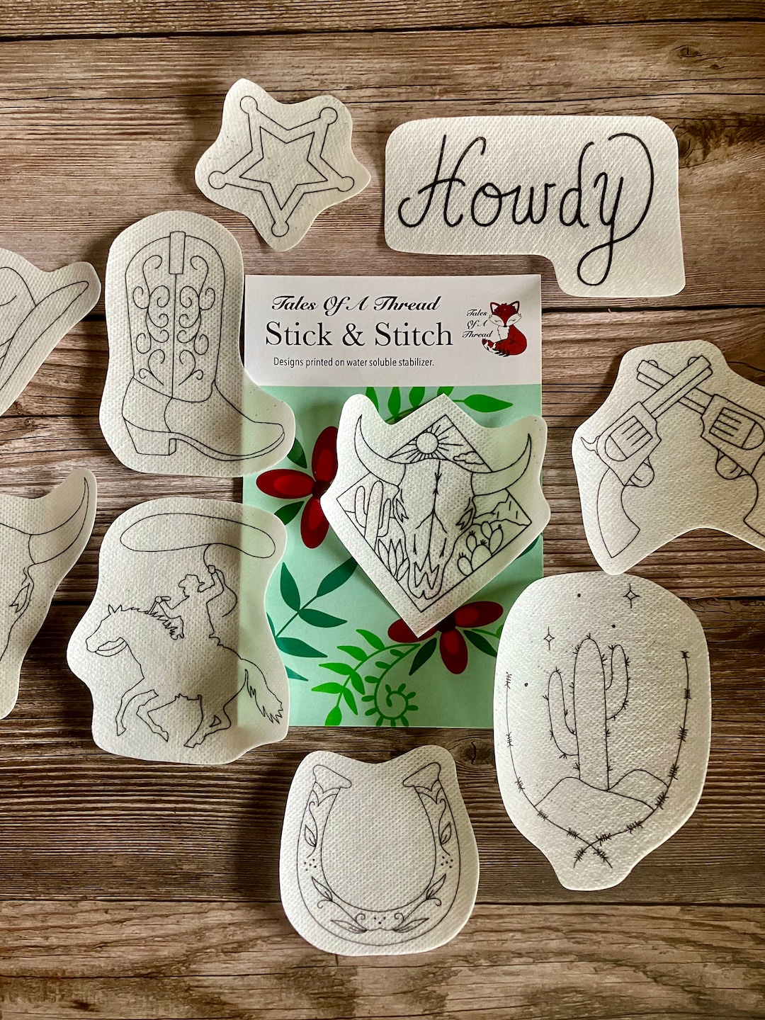 Stick and Stitch Western Cowboy Hand Embroidery Water Soluble Designs ...