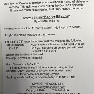 Solace Quilt Pattern With Acrylic Templates - Etsy