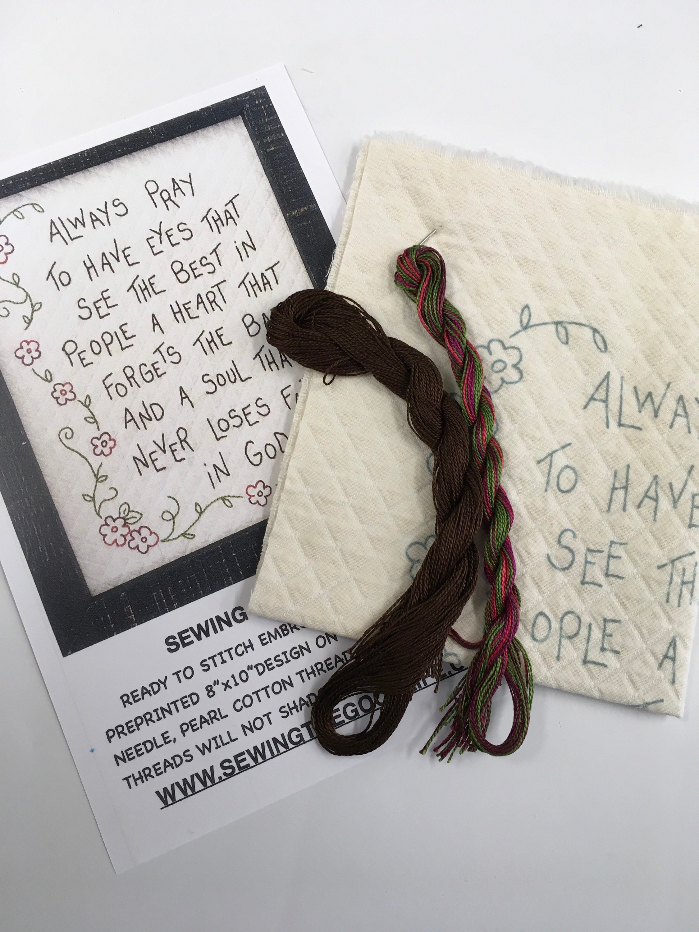 Always Pray Ready to Stitch Embroidery Kit. No Hoop Needed. Threads ...