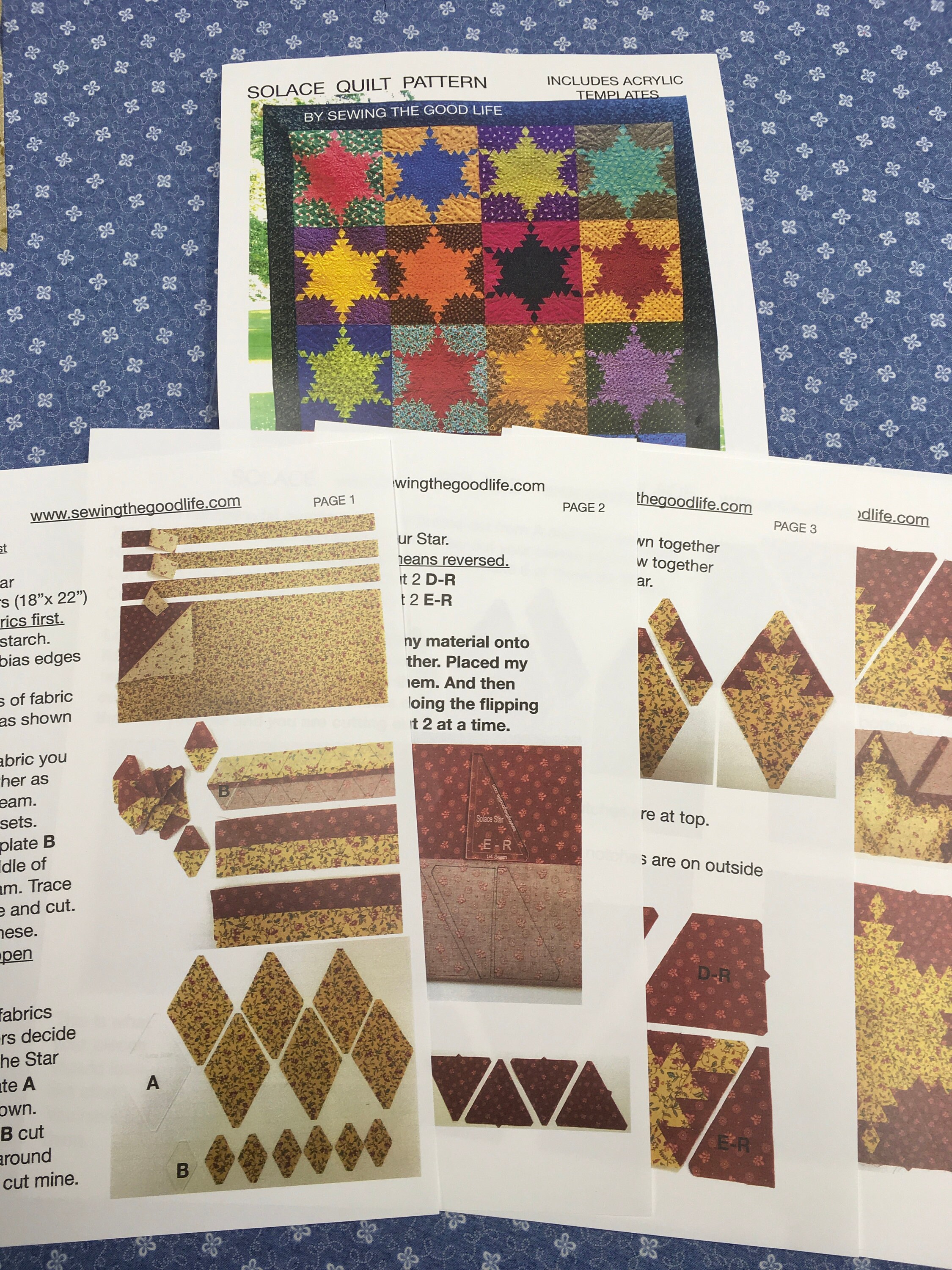 Solace Quilt Pattern With Acrylic Templates - Etsy