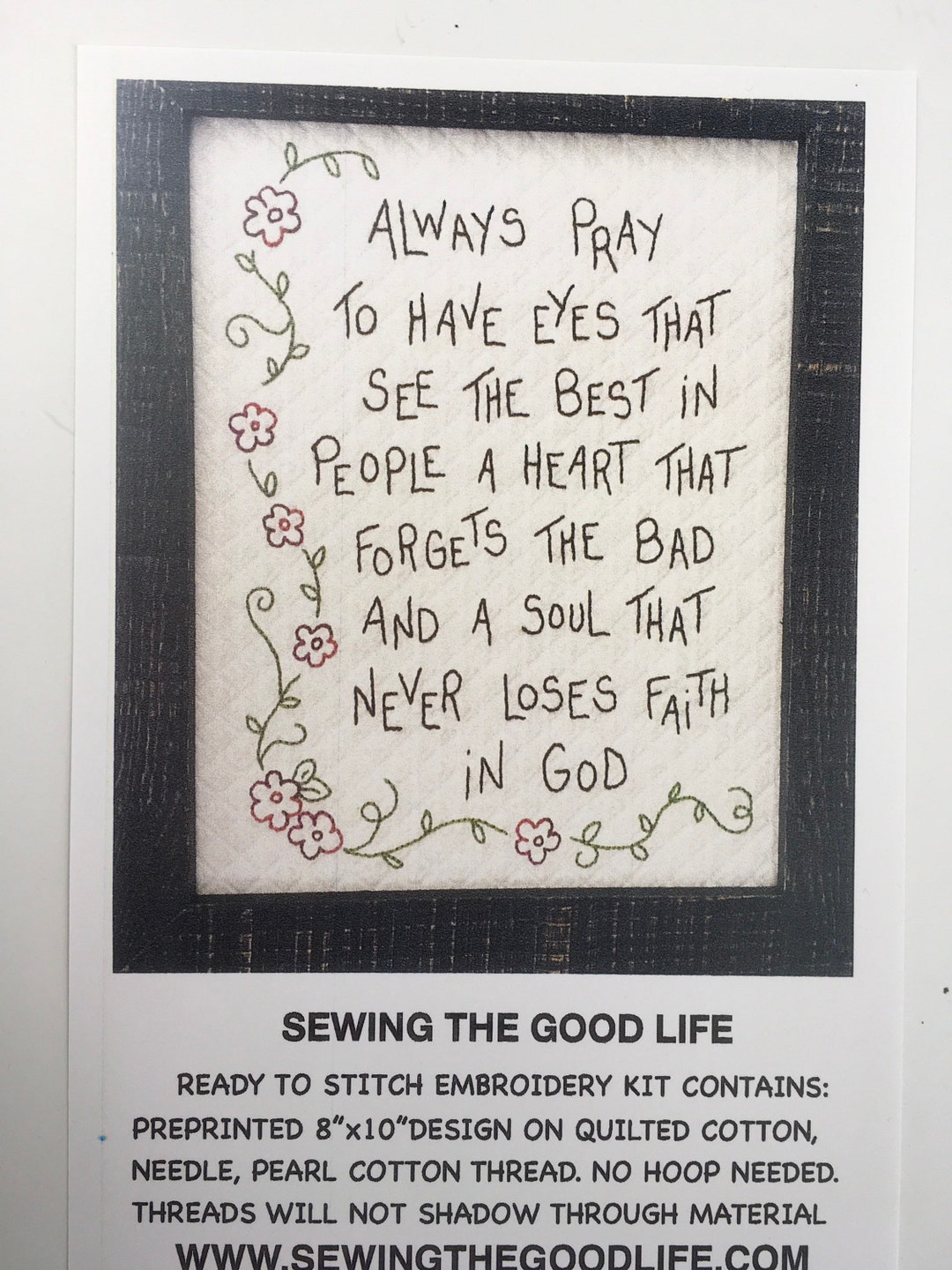 Always Pray Ready to Stitch Embroidery Kit. No Hoop Needed. Threads ...