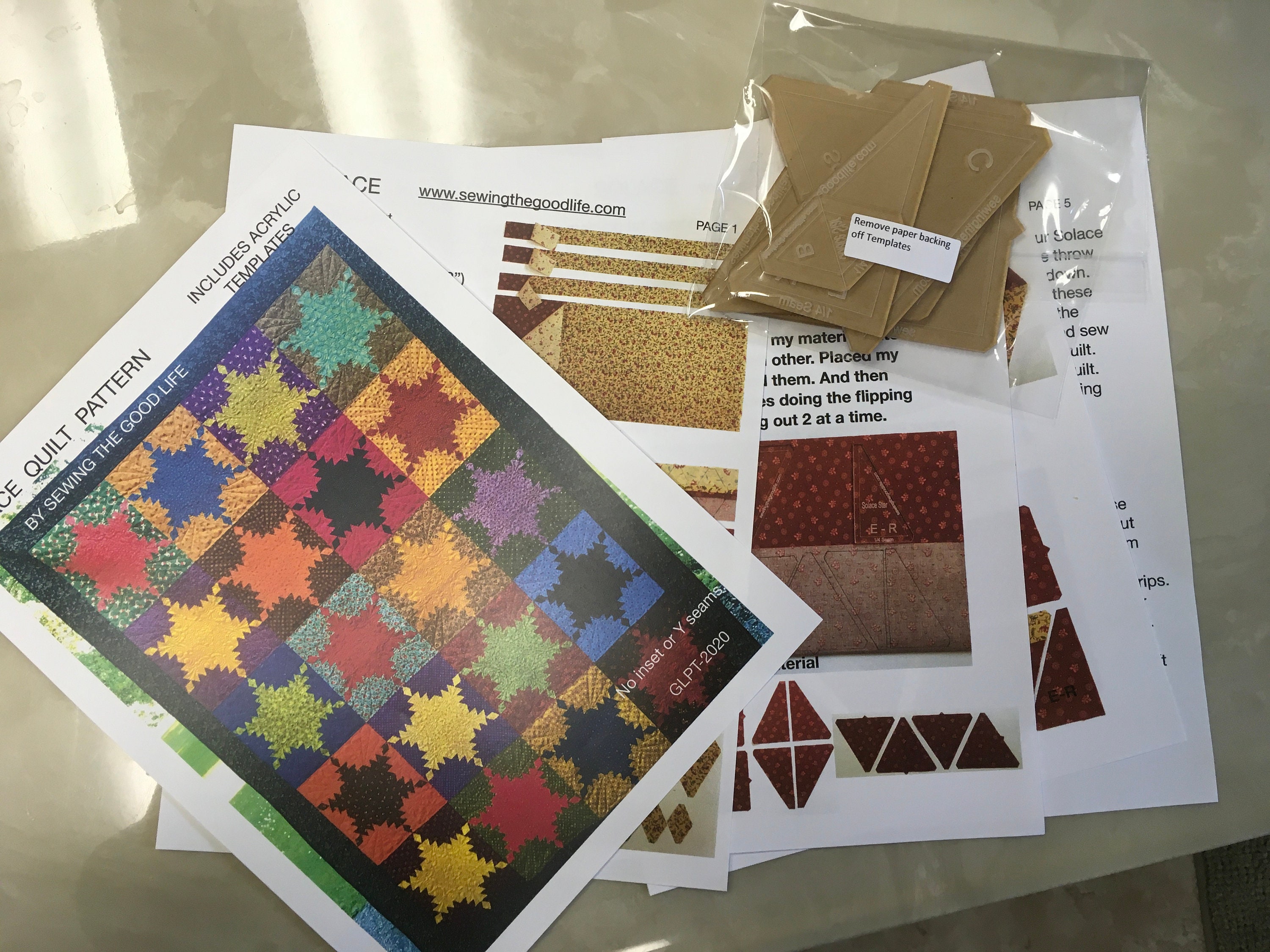 Solace Quilt Pattern With Acrylic Templates - Etsy