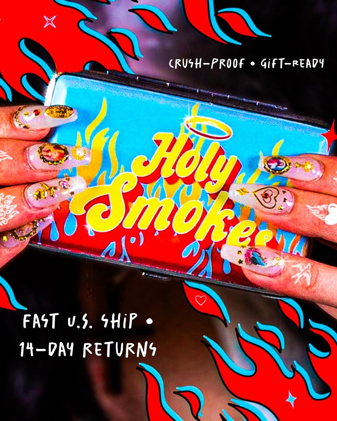 Holy Smokes Cigarette Case for Smokers Metal Joint Holder - Stoner Girl ...