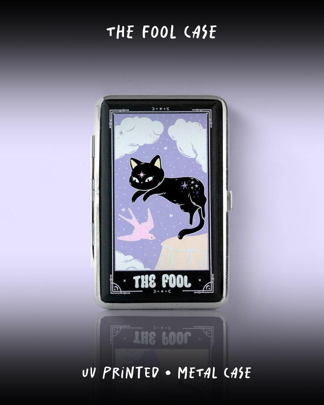 CUSTOM ENGRAVED Stash Box Joint Holder Cigarette Case Cute Kitty Tarot ...