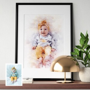 Personalised Digital Art Print Custom Portrait 'watercolour' Style Wall ...