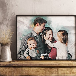 Personalised Digital Art Print Custom Portrait 'watercolour' Style Wall ...