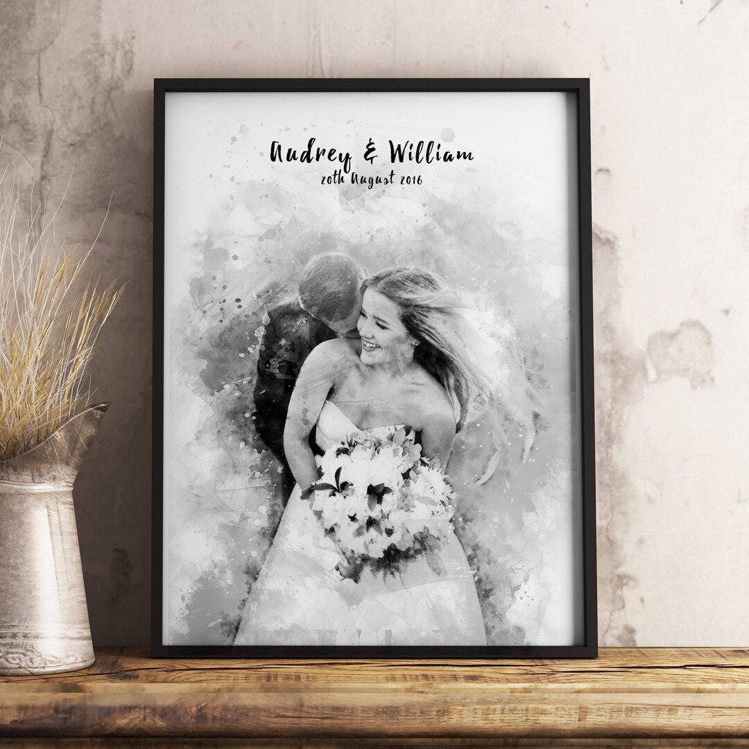 Personalised Digital Art Print | Portrait Wedding Anniversary Couple ...