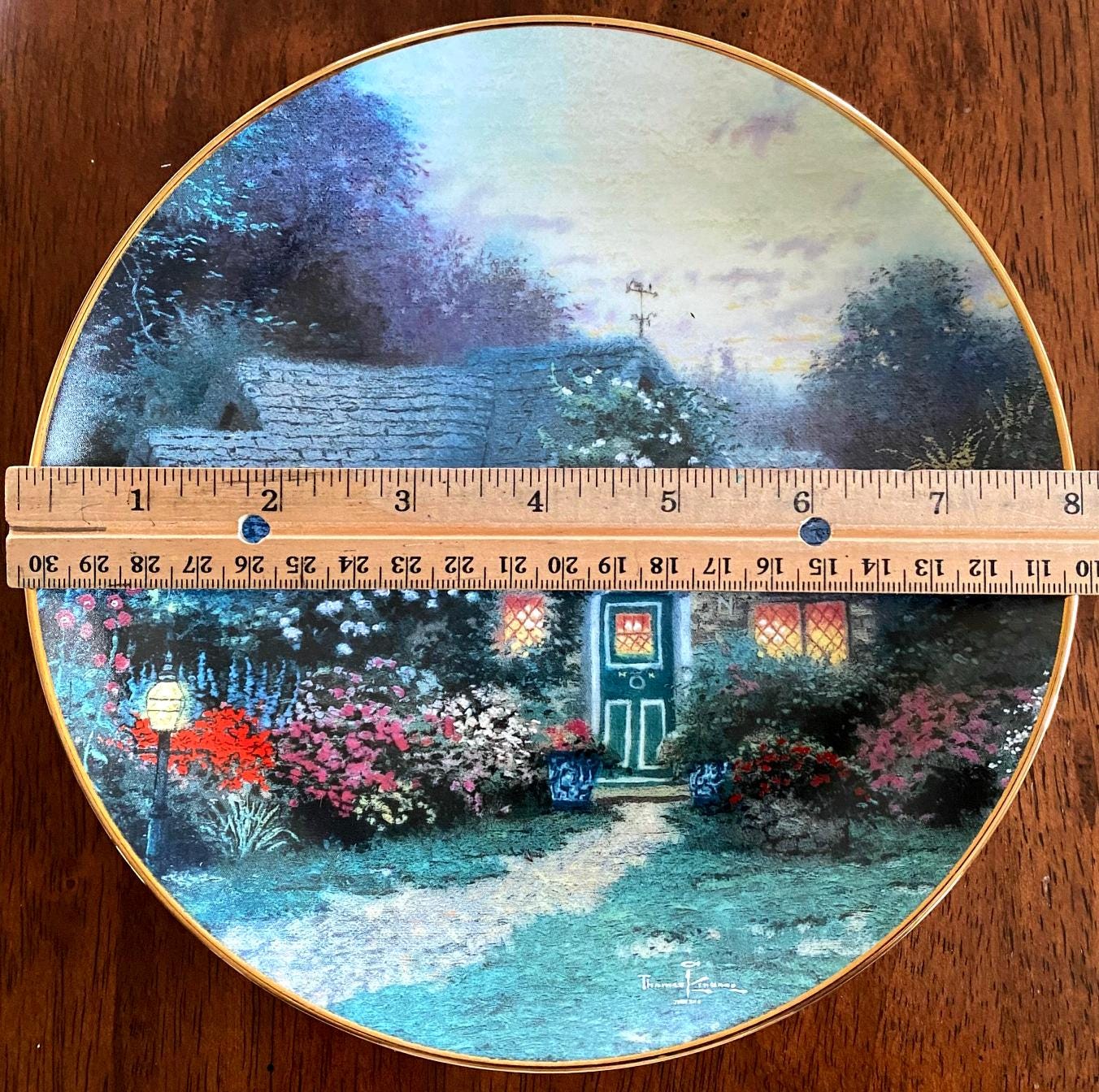 Thomas Kinkade Enchanted Cottages Plate-plate 5-weathervane Cottage - Etsy