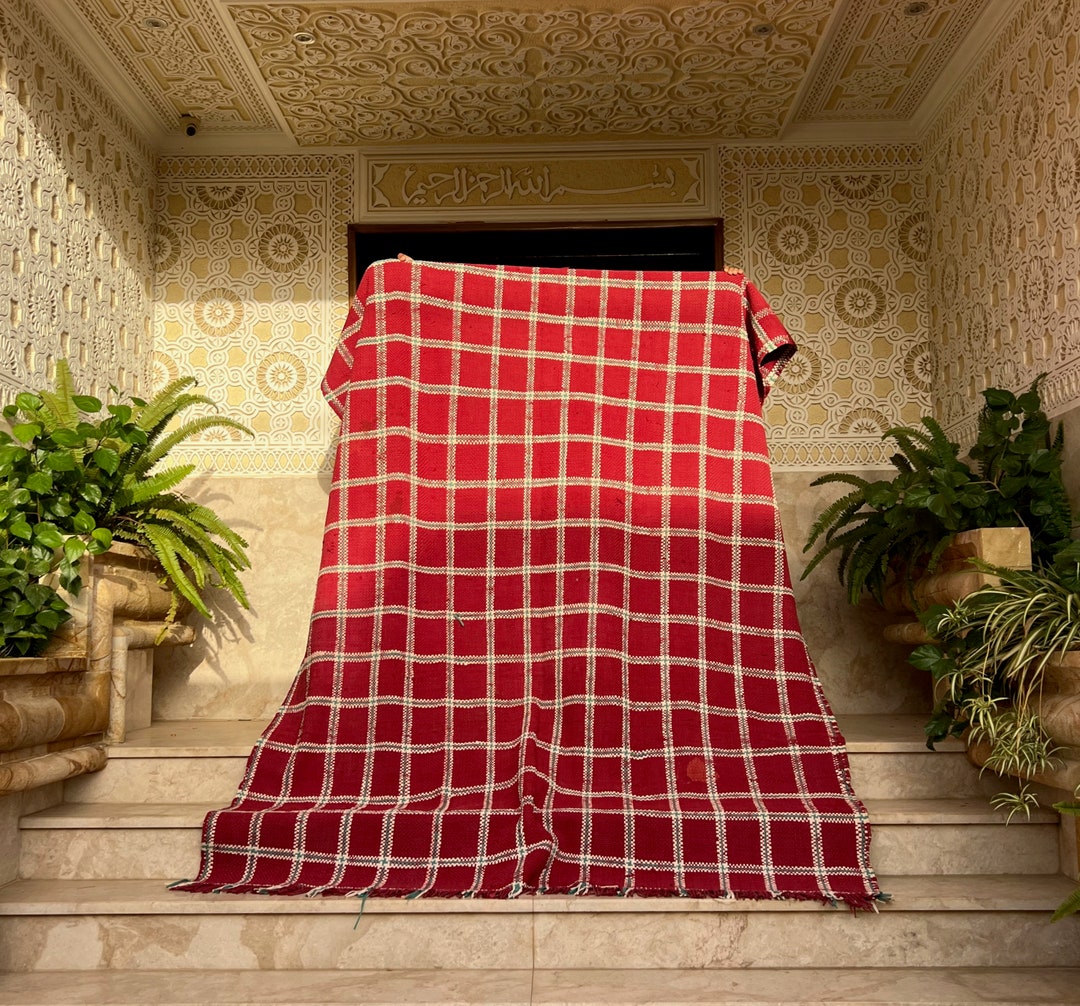 Vintage North African Berber Red Tartan Rug Large 1970s Handmade - Etsy