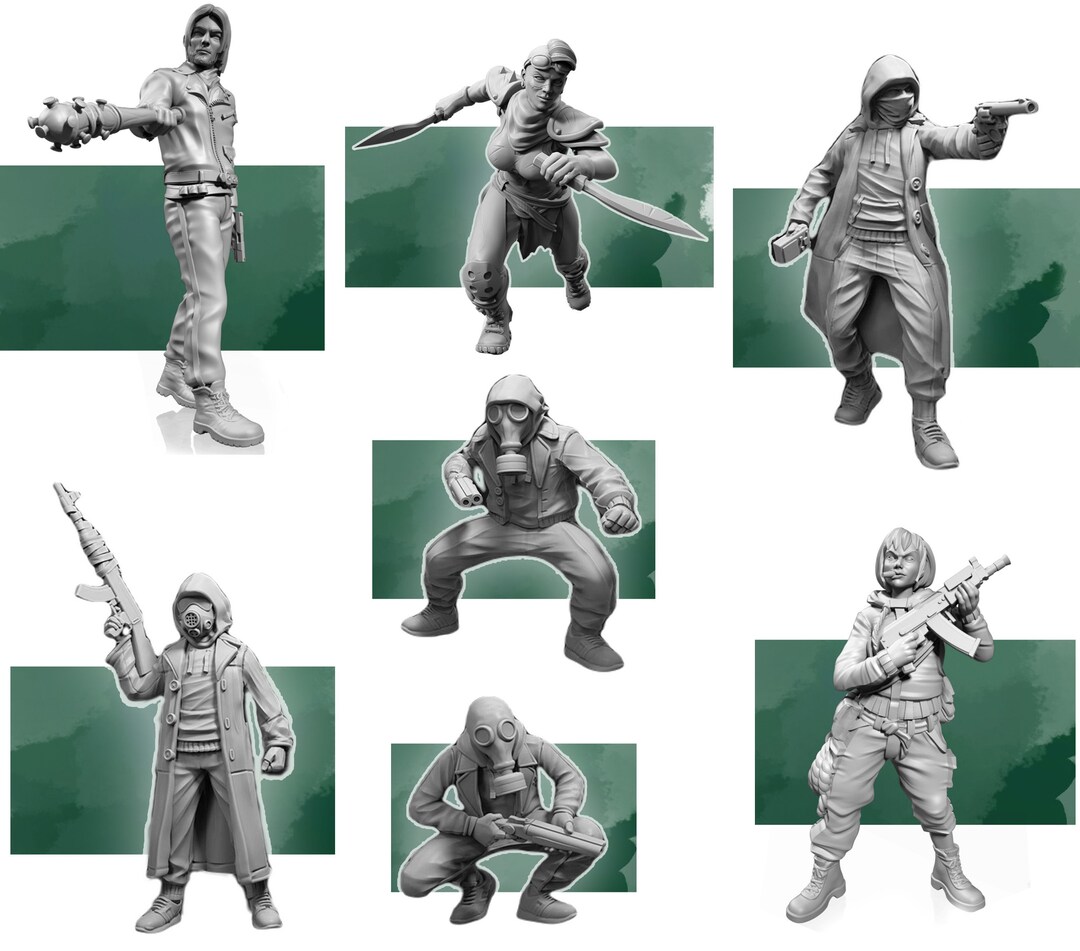 32mm Scale Post Apocalyptic Bandit Figures Set of 7 - Etsy