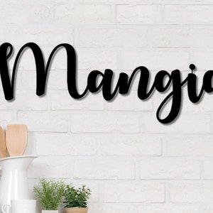 Mangia Script Metal Word Sign Rustic Metal Mangia Sign Farmhouse Decor ...