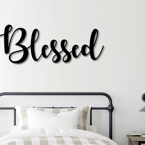 Blessed Script Metal Word Sign Rustic Metal Blessed Sign - Etsy