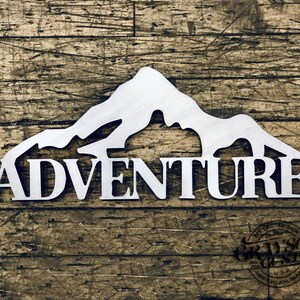 Mountain Range Adventure Sign - Metal Farmhouse Decor - Wedding ...