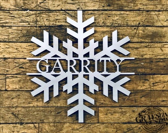 Custom Monogram Snowflake Personalized Name Sign Metal | Etsy
