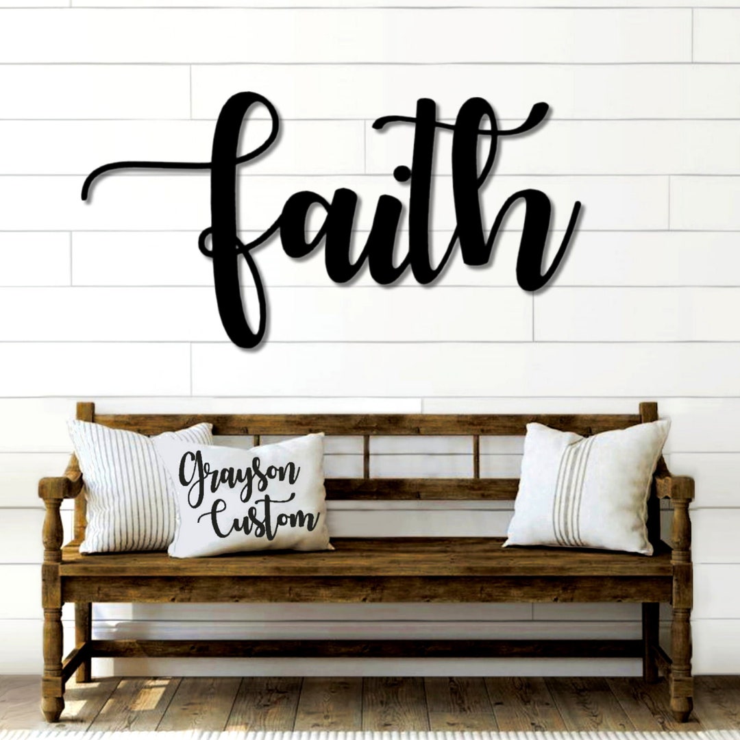 Faith Script Word Sign | Rustic Metal Faith Sign | Housewarming Gift ...