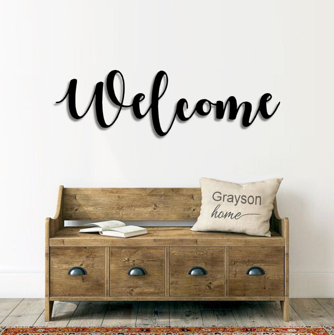 Rustic Metal Welcome Sign - Farmhouse Decor - Housewarming Gift - Metal ...