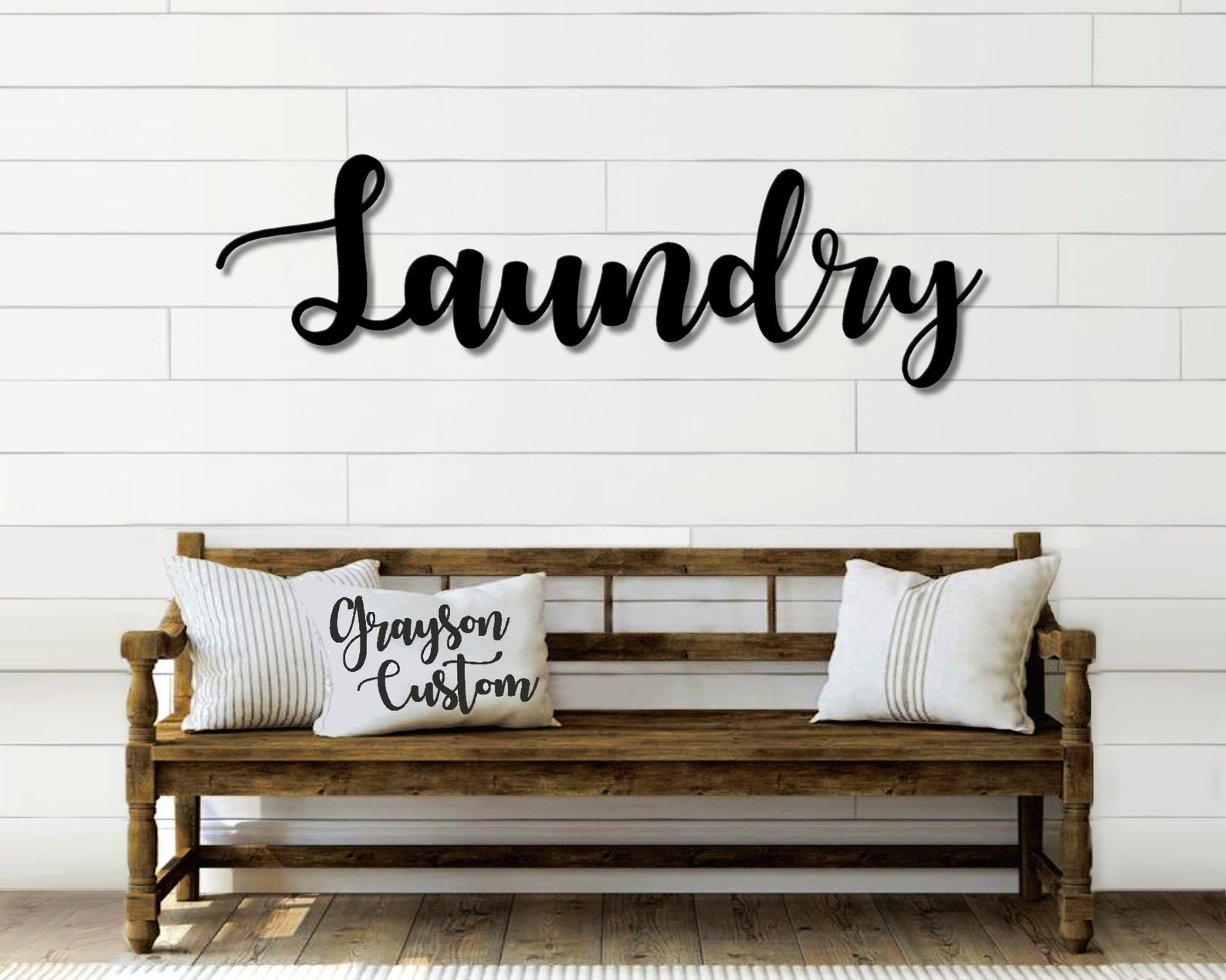 Laundry Script Metal Word Sign Rustic Metal Laundry Room | Etsy