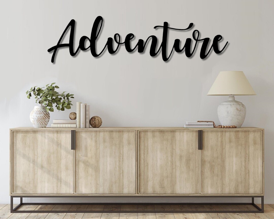 Adventure Script Metal Word Sign | Rustic Metal Adventure Sign ...