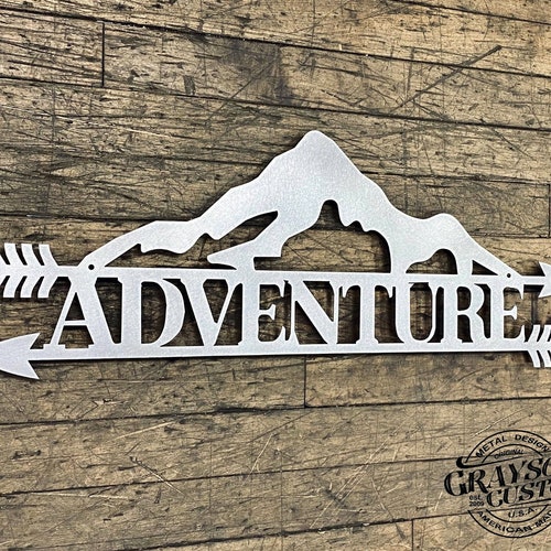 Double Arrow Mountain Range Adventure Sign Rustic Metal - Etsy