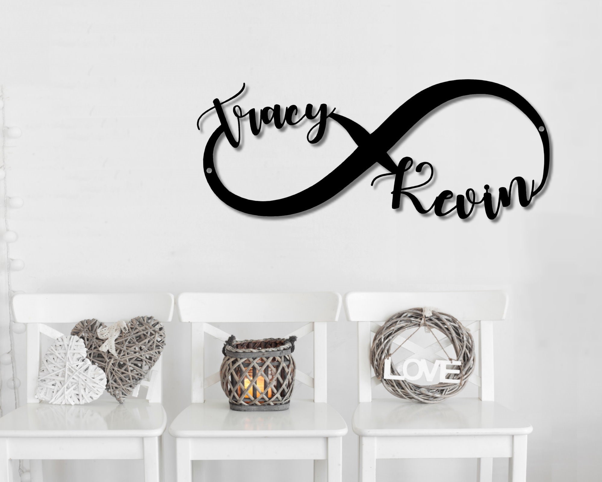 Custom Personalized Infinity Script Sign Metal Wall Art | Etsy