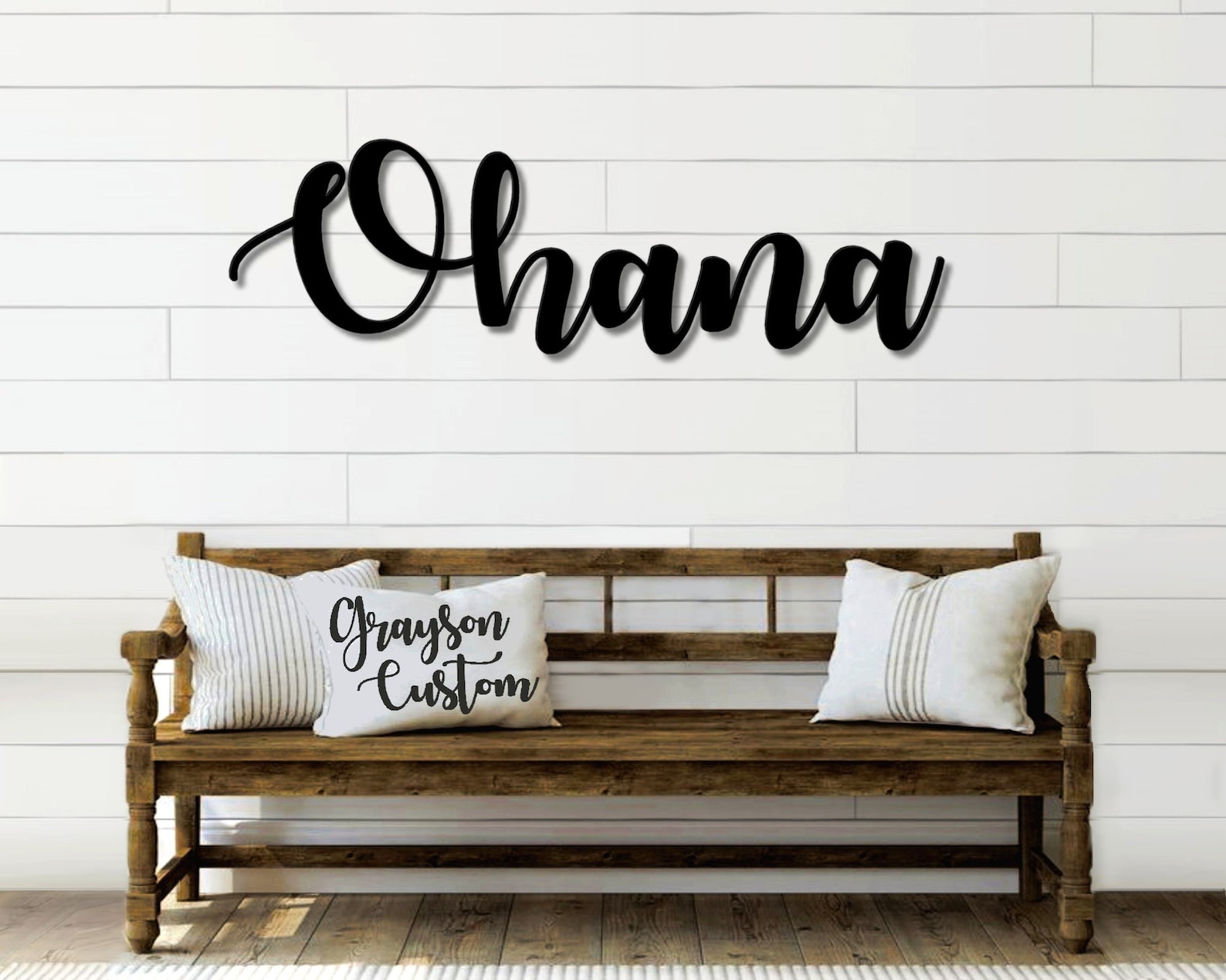Ohana Script Metal Word Sign Rustic Metal Ohana Sign | Etsy