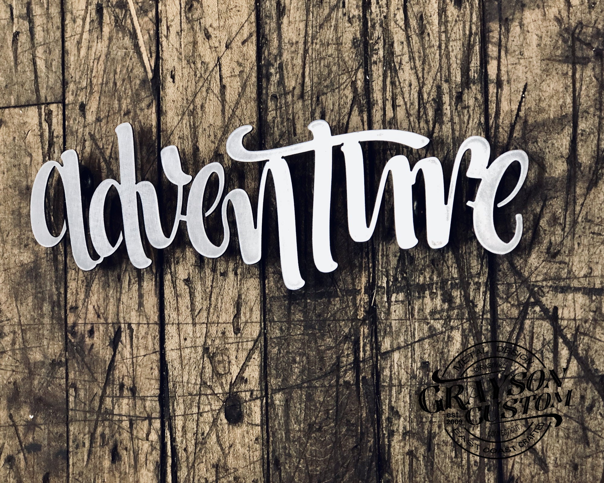 Adventure Word Sign Rustic Adventure Metal Sign | Etsy