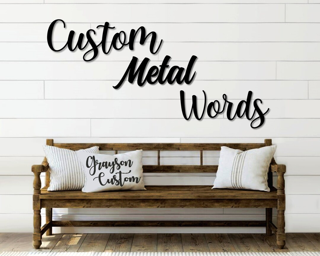 Custom Metal Word Art | Custom Metal Name Script Sign | Single Line ...
