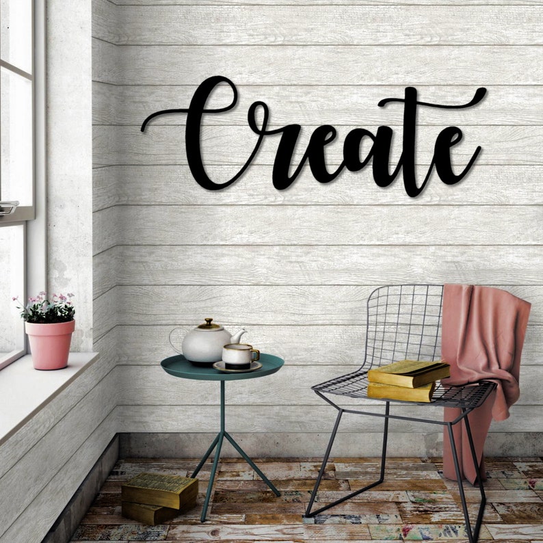Create Script Metal Word Sign | Rustic Metal Create Sign | Farmhouse ...