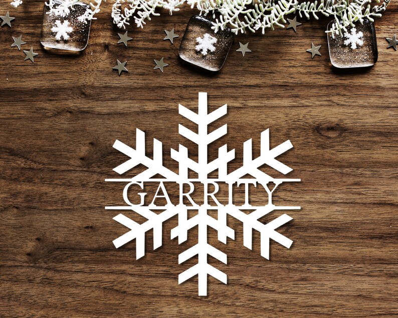 Custom Monogram Snowflake Personalized Name Sign - Metal Farmhouse ...