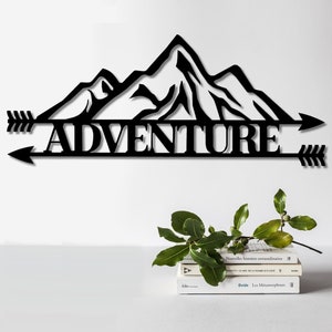 Double Arrow Mountain Range Adventure Sign - Rustic Metal Sign- Wedding ...