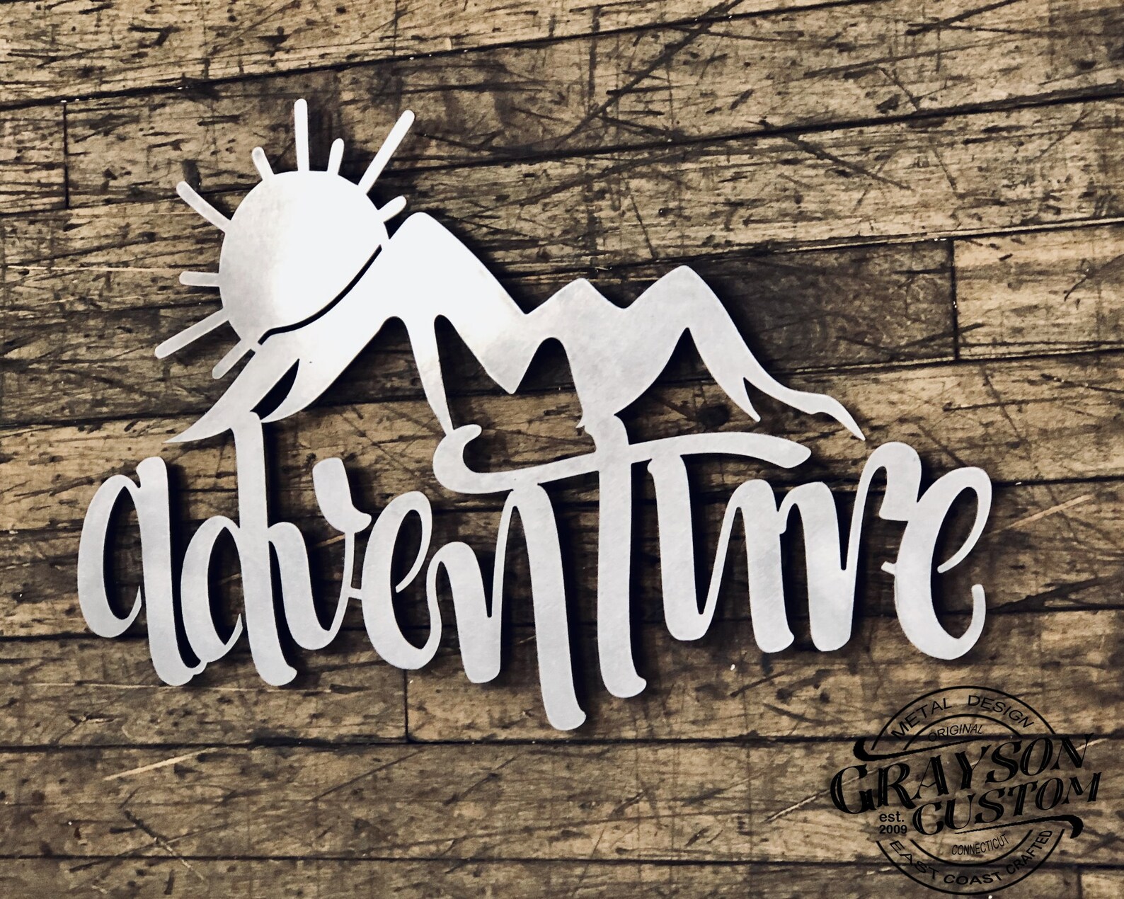 Adventure Mountain Range Metal Sign - Metal Farmhouse Decor - Wedding ...