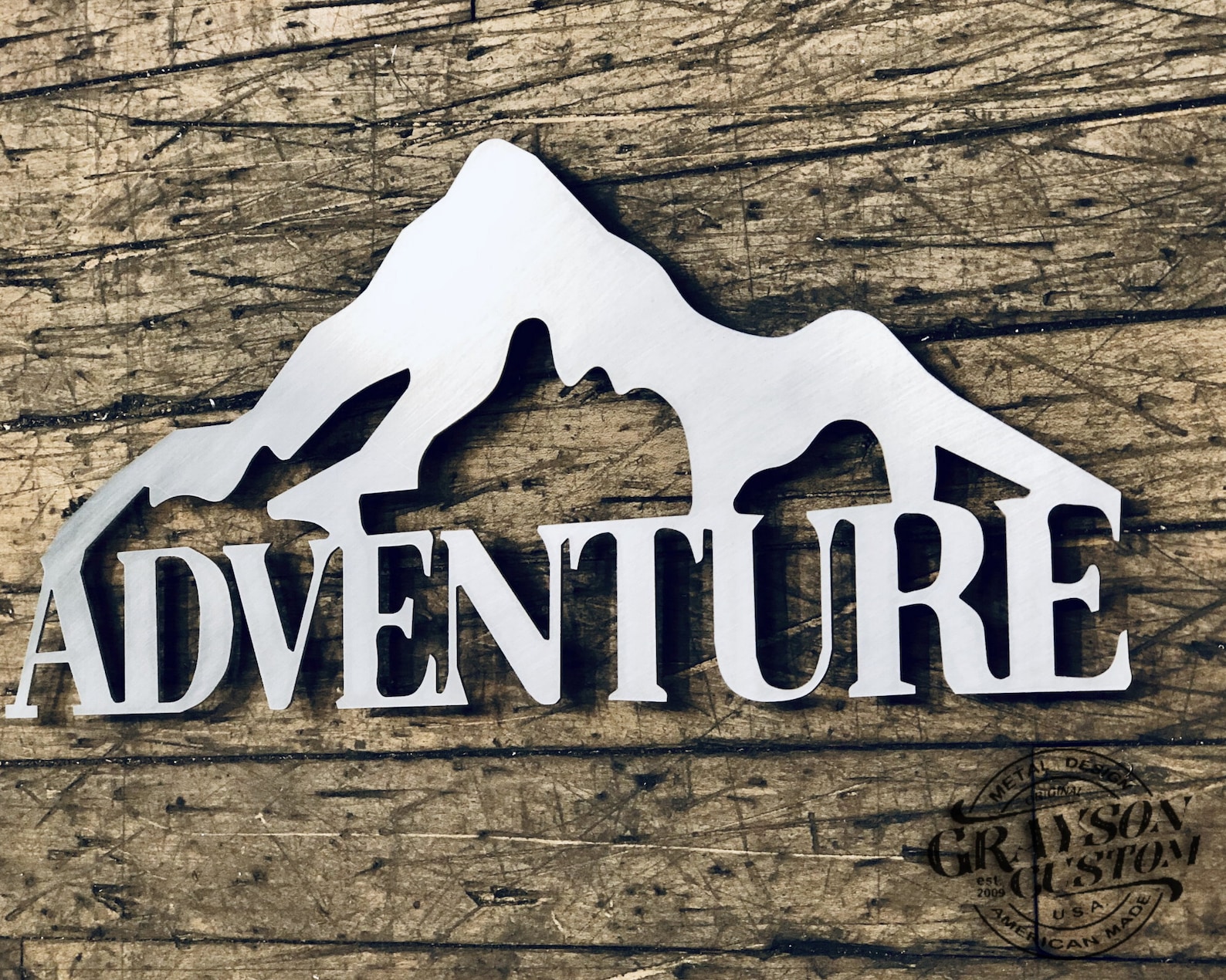 Mountain Range Adventure Sign - Metal Farmhouse Decor - Wedding ...