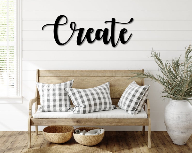 Create Script Metal Word Sign Rustic Metal Create Sign | Etsy