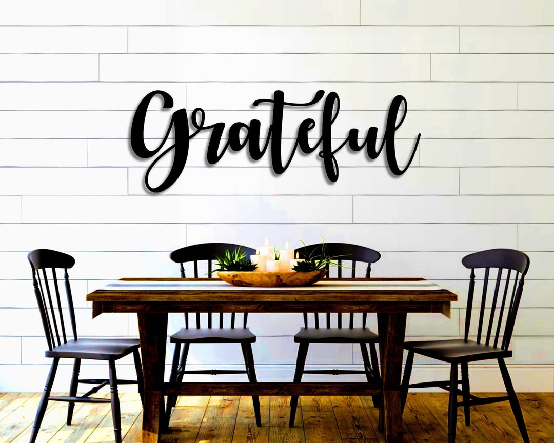 Grateful Metal Word Sign Rustic Farmhouse Decor Housewarming Gift Wall ...