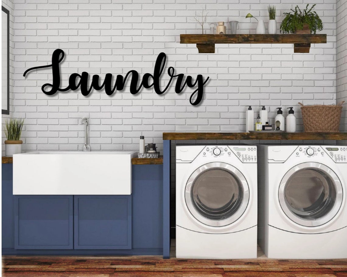 Laundry Script Metal Word Sign Rustic Metal Laundry Room - Etsy