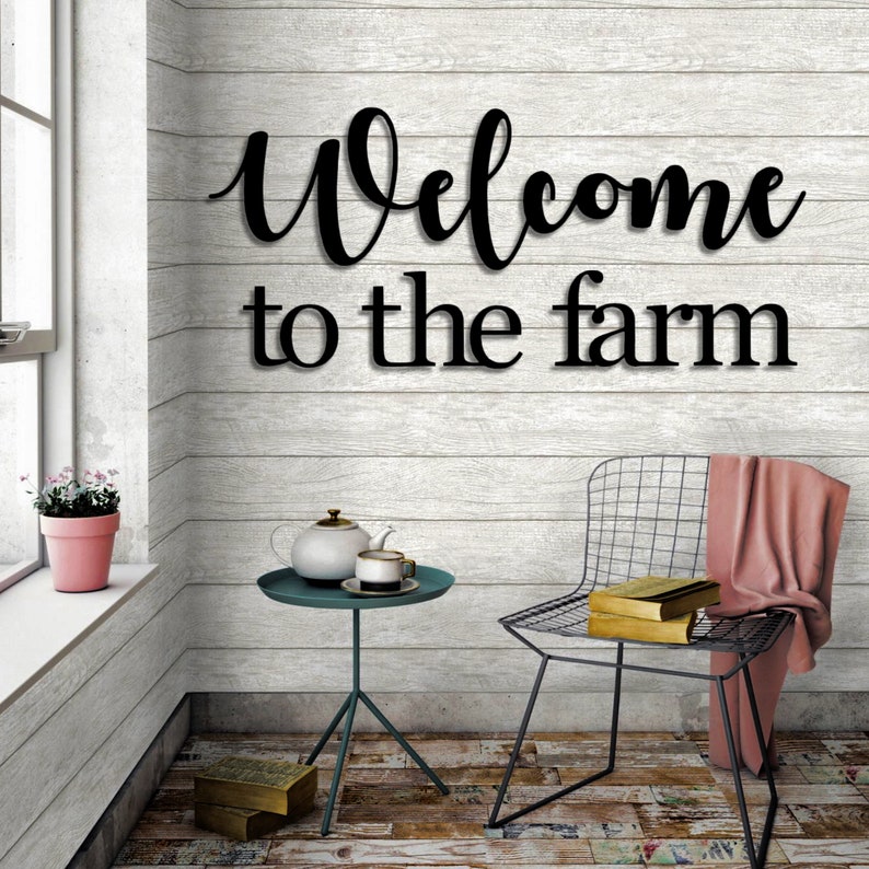 Welcome to the Farm Custom Metal Sign ~ Rustic Script Farmhouse Decor ...