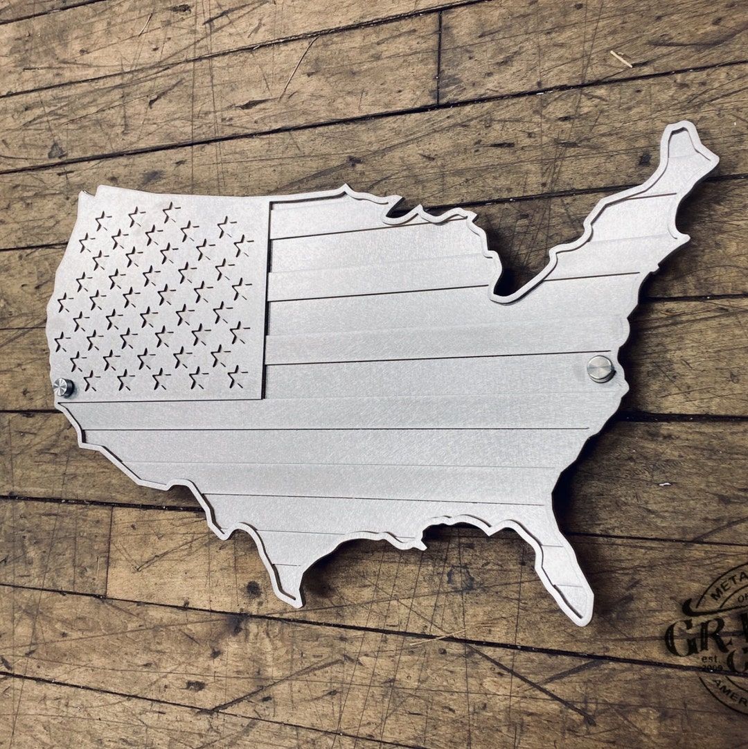 Custom 3 Layer Metal USA Flag Map - Our Unique 3 Layer Custom Take on ...
