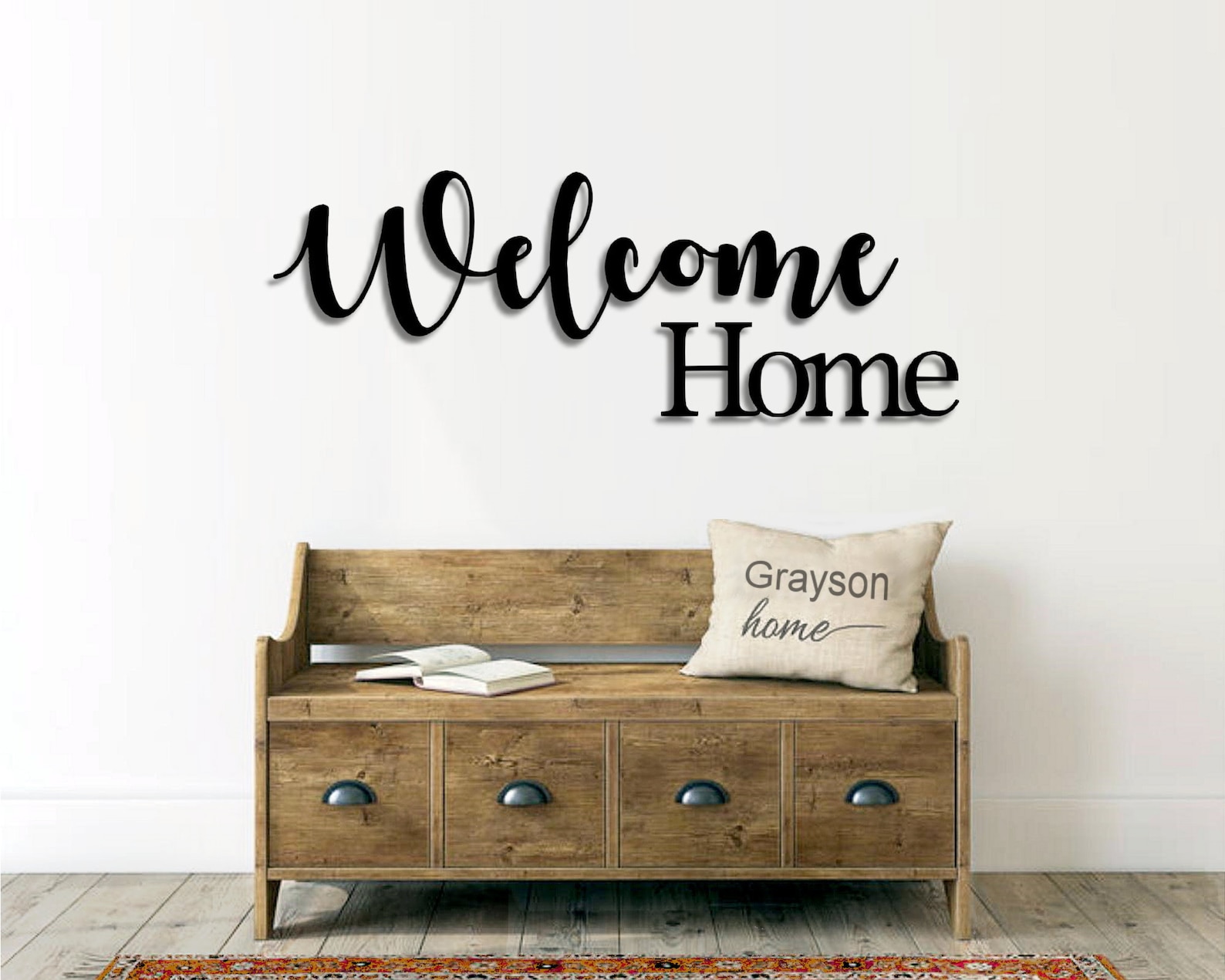 Welcome Home Script Metal Word Sign Rustic Metal Welcome - Etsy