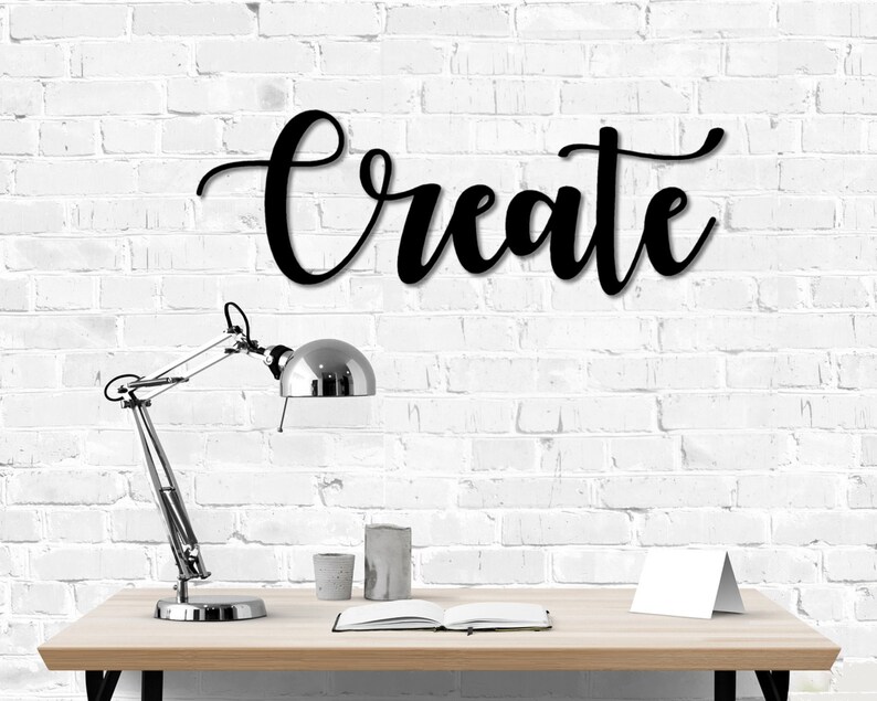 Create Script Metal Word Sign | Rustic Metal Create Sign | Farmhouse ...