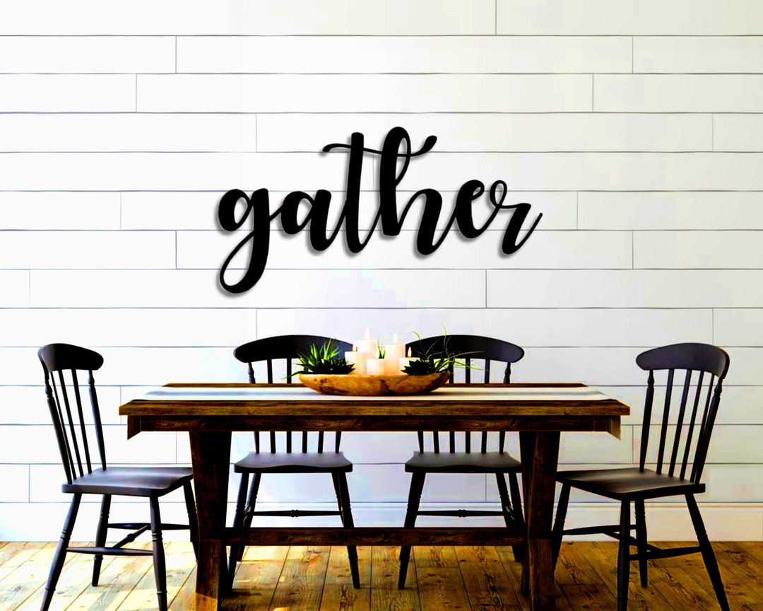 Gather Script Word Sign | Rustic Metal Gather Sign | Housewarming Gift ...