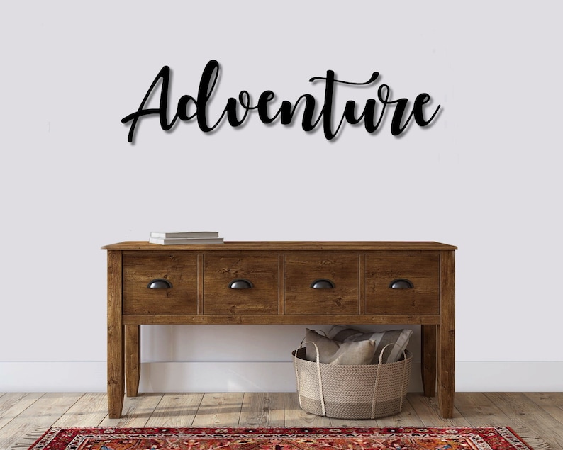 Adventure Script Metal Word Sign | Rustic Metal Adventure Sign ...