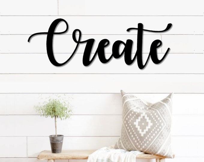 Create Script Metal Word Sign Rustic Metal Create Sign - Etsy
