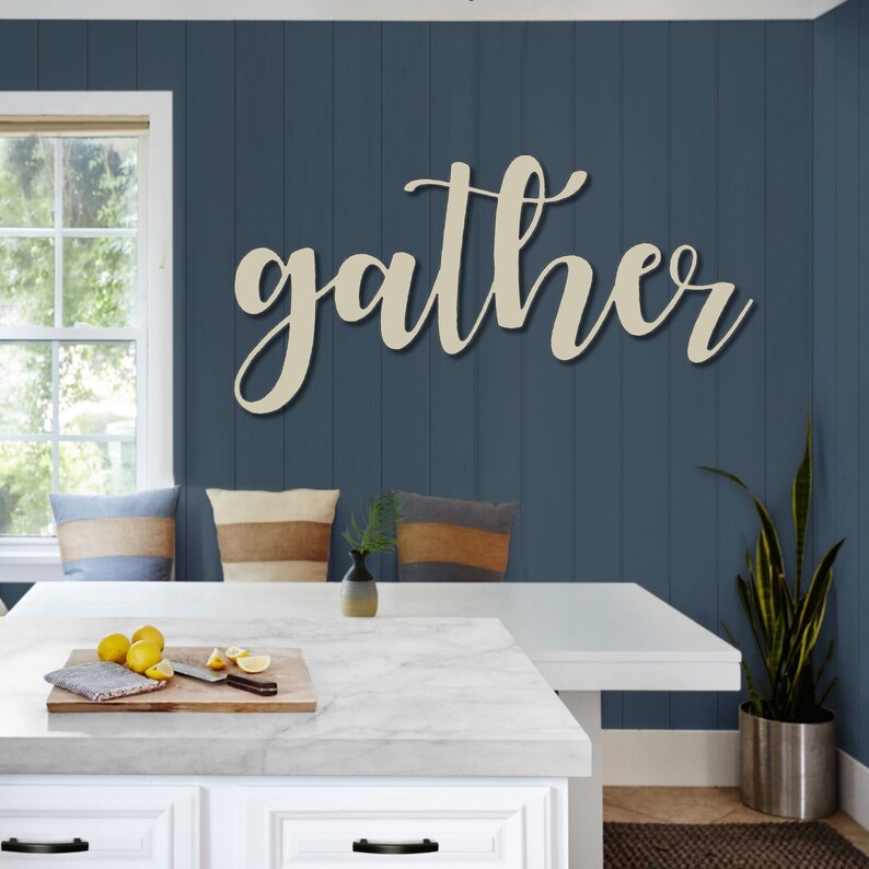 Gather Script Word Sign Rustic Metal Gather Sign | Etsy