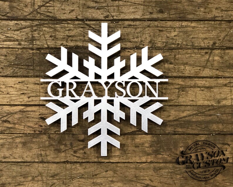 Custom Monogram Snowflake Personalized Name Sign Metal | Etsy