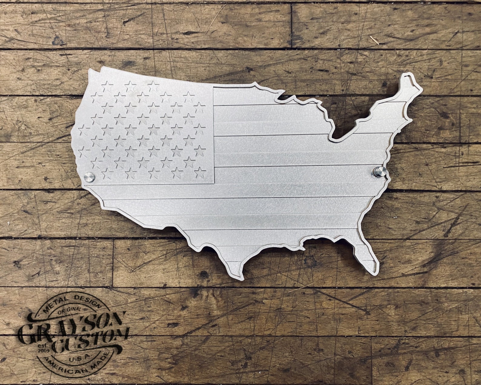 Custom 3 Layer Steel USA Flag Map Our Unique 3 Layer Custom | Etsy