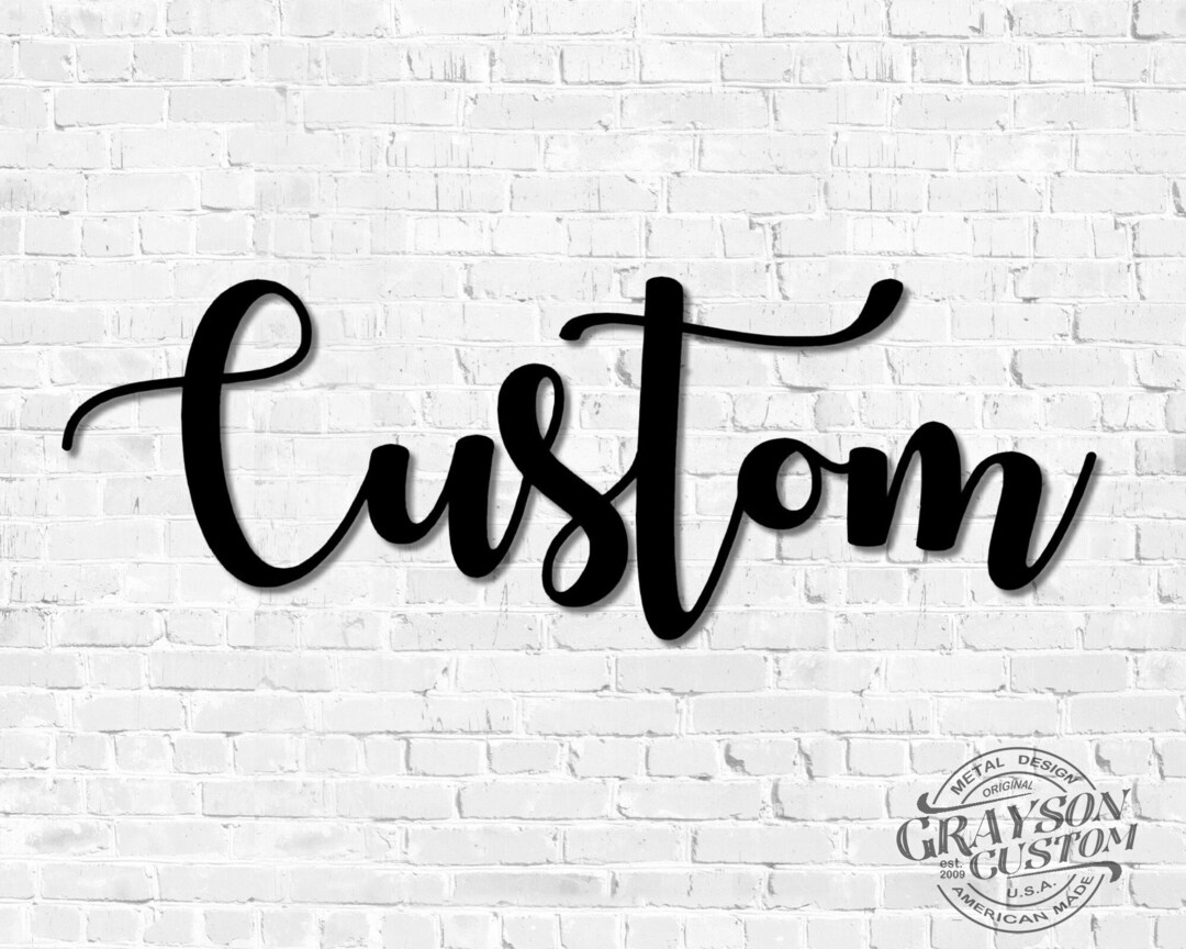 Custom Name Script Metal Sign | Single Line Personalized Metal Sign ...