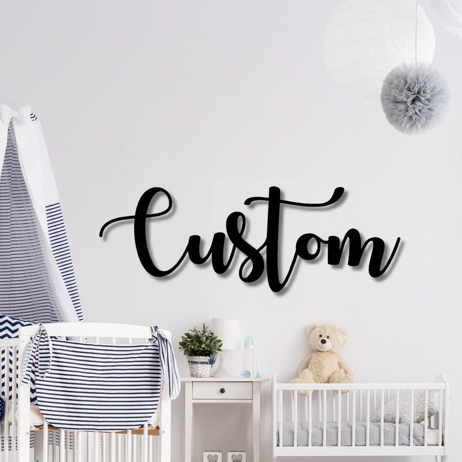 Custom Name Script Metal Sign Single Line Personalized Metal Sign ...