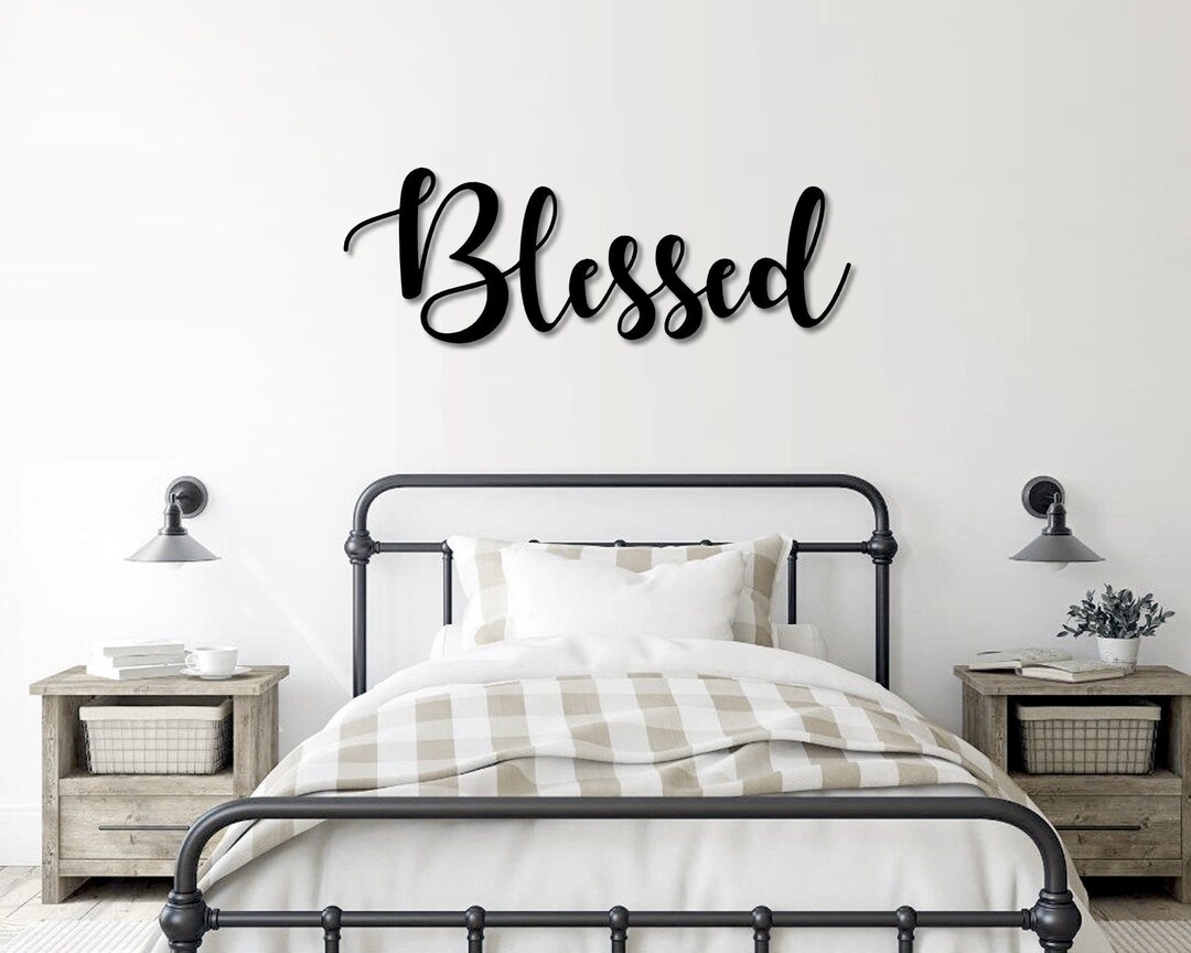 Blessed Script Metal Word Sign Rustic Metal Blessed Sign - Etsy