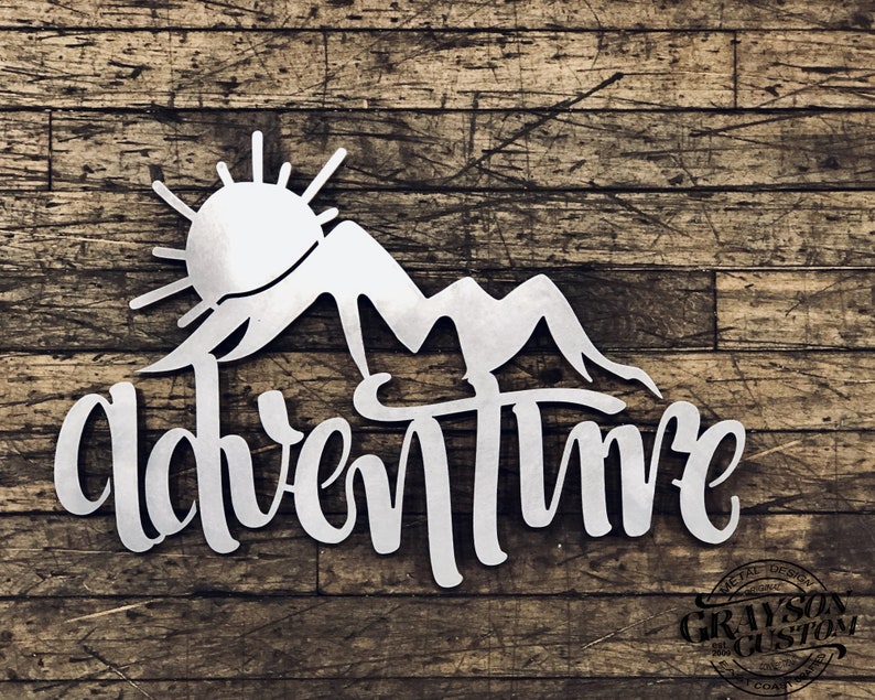 Adventure Mountain Range Metal Sign - Metal Farmhouse Decor - Wedding ...