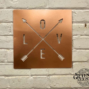 Real Solid Copper Love Double Arrow Wall Art ~ Farmhouse Decor ~ Copper ...